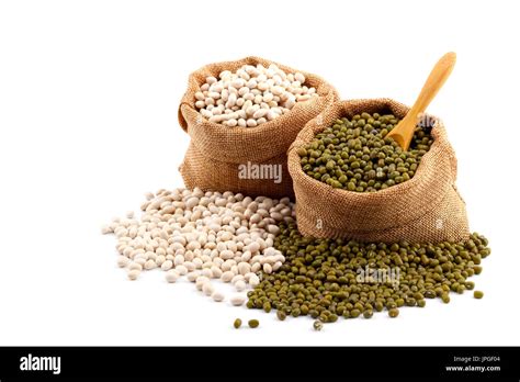 Beans Variety Different Types Of Beans In Burlap Sack Isolated On White Stock Photo Alamy