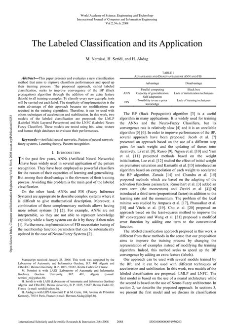 Pdf The Labeled Classification And Its Application