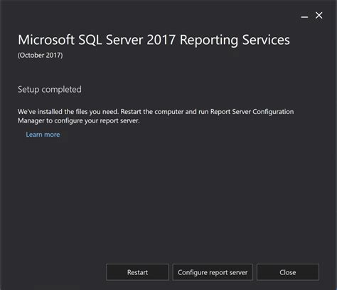 Install Sql Server 2017 Reporting Services Configuration Manager