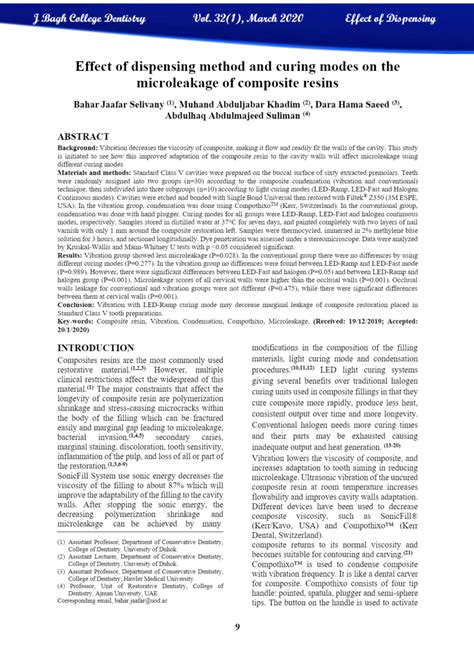 Pdf Effect Of Dispensing Method And Curing Modes On The Microleakage Of Composite Resins
