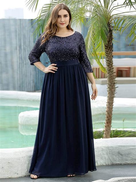 Plus Size Evening Dresses For Mom Sequin Tulle Floor Length Ever