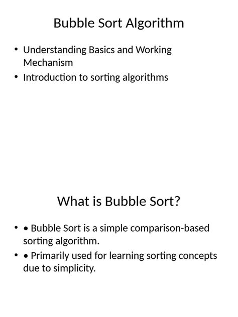 Bubble Sort Presentation Pdf