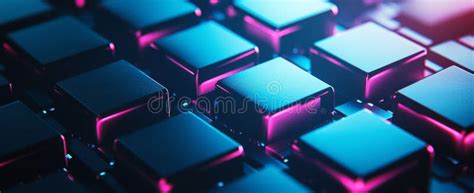 In A Dark Futuristic Cyberspace Digital Data Blocks Cubes And Particles With Cyber Energy