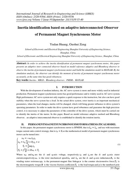 Pdf Inertia Identification Based On Adaptive Interconnected Observer