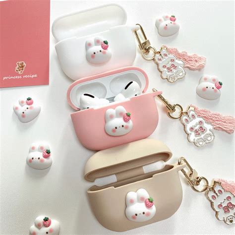 🐰 아기토끼 키링 🐰 에어팟프로 2세대 케이스 토끼 핑크 레이스 키링 귀여운 에이블리