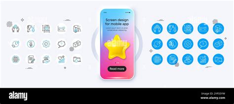 execute globe and certificate line icons for web app printing phone