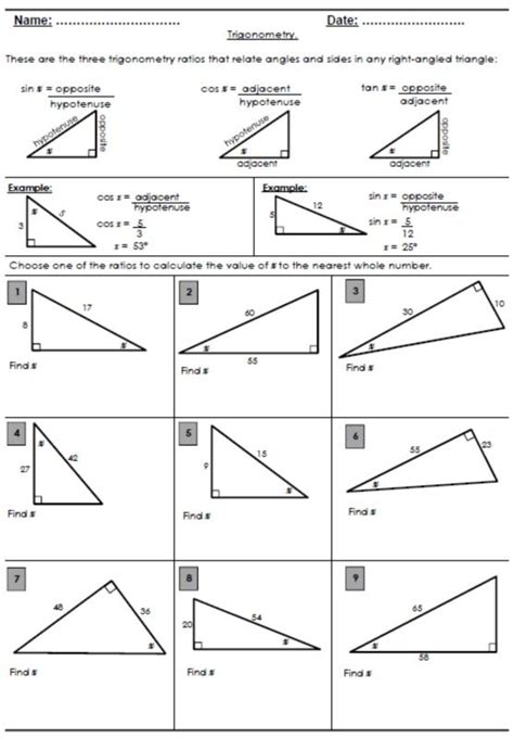 Trigonometry Practice Sheets