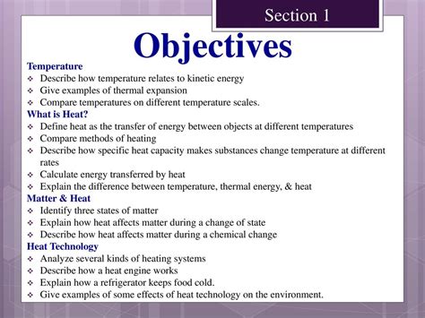 Objectives Section 1 Temperature Ppt Download