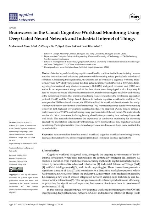 Pdf Brainwaves In The Cloud Cognitive Workload Monitoring Using Deep