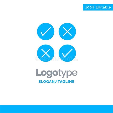 Creative Cross Design Tick Blue Solid Logo Template Place For Tagline Stock Vector