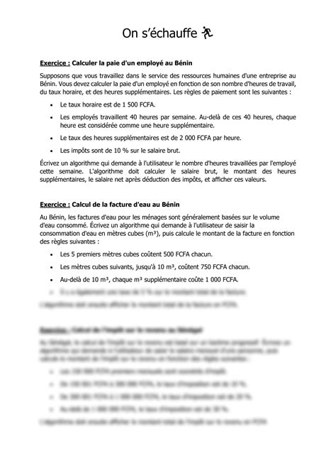 SOLUTION Exercice Algorithme Studypool