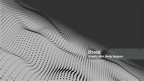 기술 미래 디지털 흐름 원활한 루핑 검은 입자와 점으로 만들어진 추상적이고 빛나는 디지털 사이버 시각적 파동이 회색 배경에서 움직입니다 0명에 대한 스톡 벡터 아트 및 기타