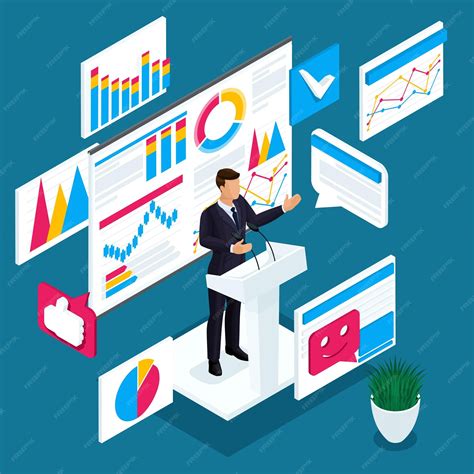 Premium Vector Isometric Concept Of Discussing Business And