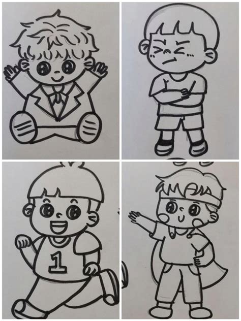 男童自画像可爱简笔画 男童自画像可爱简笔画图片大全 画趣文库（我爱生活）