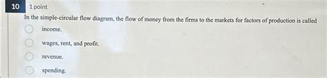solved 101 ﻿pointin the simple circular flow diagram the