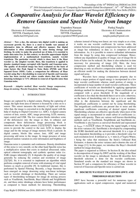 pdf a comparative analysis for haar wavelet efficiency to remove