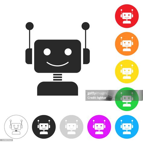 Bot Robot Head Icon On Colorful Buttons High Res Vector Graphic Getty