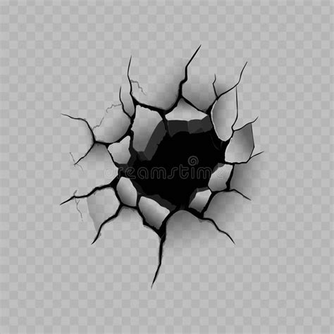 Realistic Wall Hole Crack Effect Vector Illustration Broken Land Crevice Or Cracked Ground On