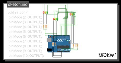 Traffic Lights Tiga Persimpangan Wokwi Esp32 Stm32 Arduino Simulator