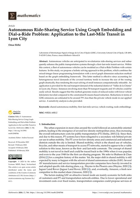 Pdf Autonomous Ride Sharing Service Using Graph Embedding And Dial A Ride Problem Application