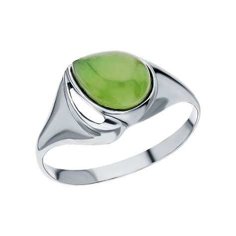 Серебряное кольцо с нефритом БАЛТИЙСКОЕ ЗОЛОТО 81800065 белое серебро 925 пробы нефрит