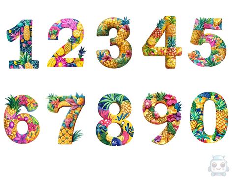 Tropical Pineapple Numbers Clipart Summer Vibes Number Png Individual