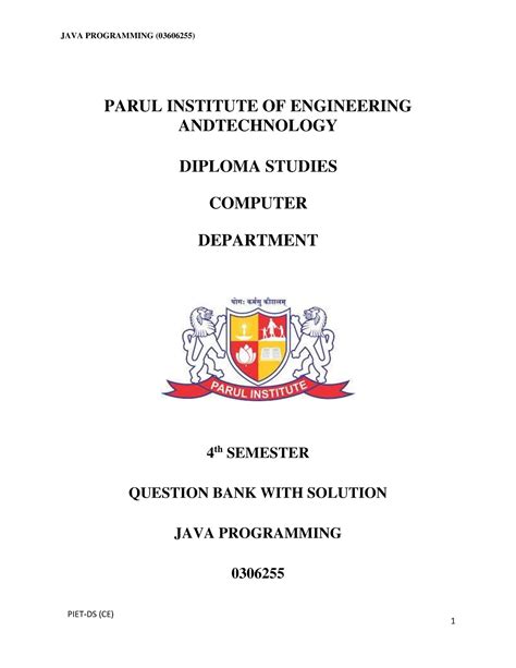 java question bank with solution with code piet ds ce parul