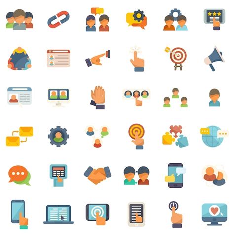 Premium Vector Interaction Icons Set Flat Vector Test Process