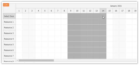 Javascript Scheduler Use Frozen Rows To Select Time Columns Daypilot Code