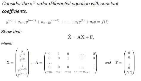 Solved Consider The N Th Order Differential Equation With