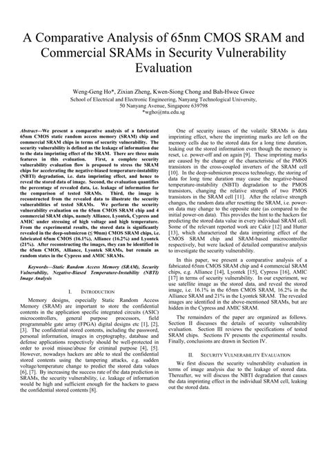 Pdf A Comparative Analysis Of 65nm Cmos Sram And Commercial Srams In