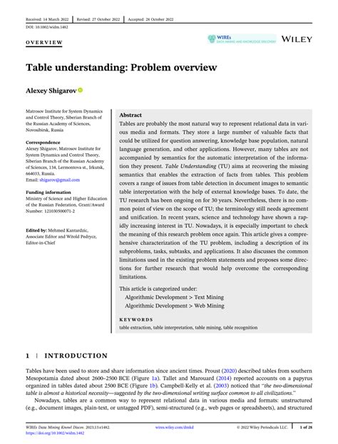 Table Understanding Problem Overview Request Pdf