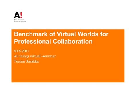 Benchmark Of 3d Virtual Environments Ppt
