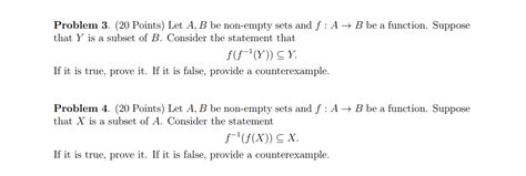 Solved Problem Points Let A B Be Non Empty Sets And Chegg