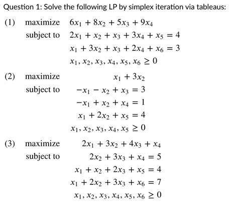 solved question 1 solve the following lp by simplex