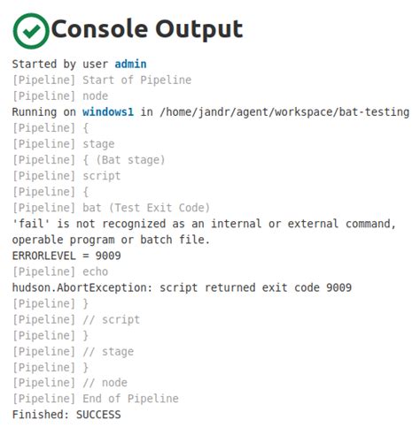 Errorlevel Returned As Exit Code When Executing Bat Step