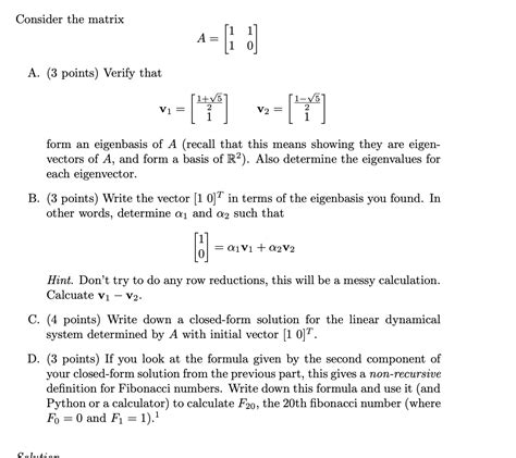 Solved Consider The Matrixa [1110]a 3 ﻿points ﻿verify