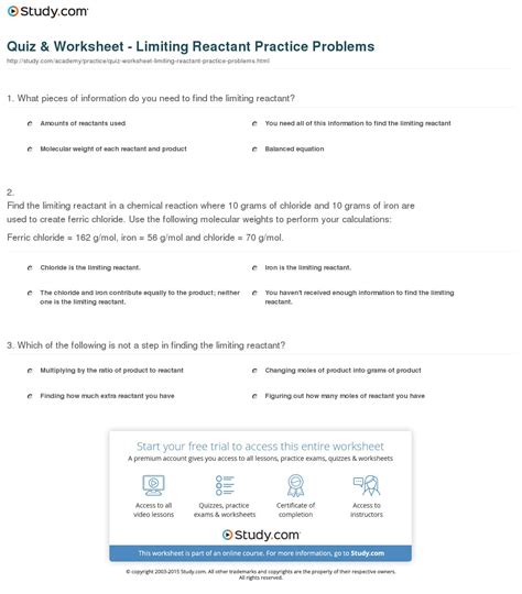 Limiting And Excess Reactants Worksheet Db Excel