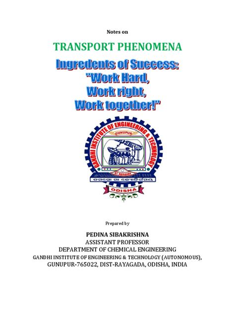 Transport Phenomena Notes Pdf Transport Phenomena Physics
