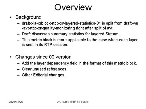 RTCP XR Blocks For Layered Stream Statistics Metric