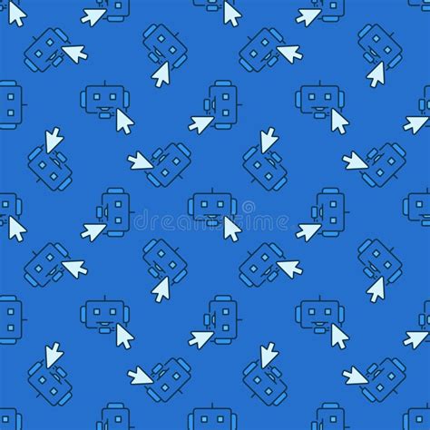 Chatbot With Mouse Cursor Vector Blue Seamless Pattern Stock Illustration Illustration Of
