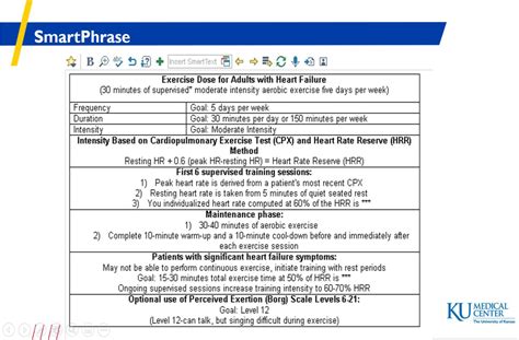 Implementation Of An Exercise Prescription Smartphrase In The