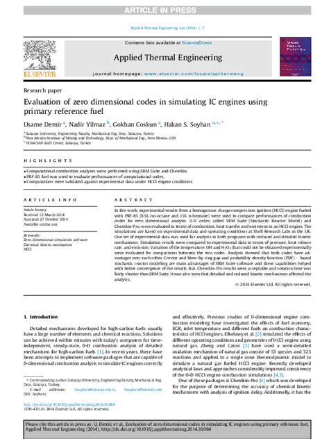 pdf evaluation of zero dimensional codes in simulating ic engines