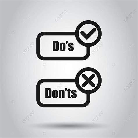 Dos And Donts Flat Icon On Isolated Background Yesno Concept Vector Nos Confirmation Versus