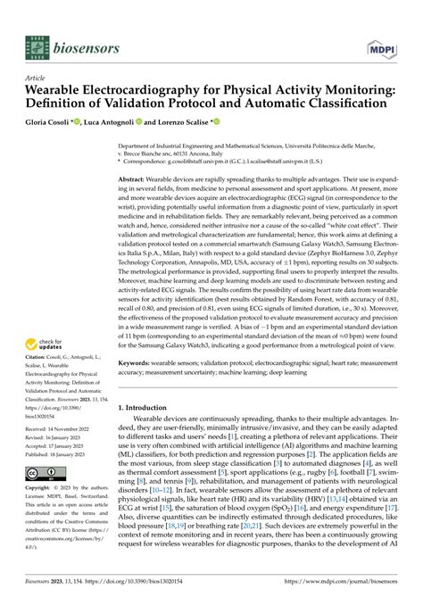 Pdf Wearable Electrocardiography For Physical Activity Monitoring Definition Of Validation