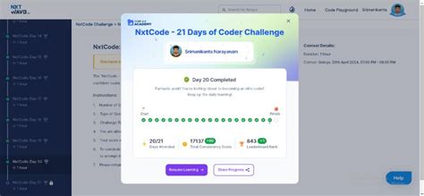 srimanikanta narayanam on linkedin day20 nxtcode 21dayschallenge