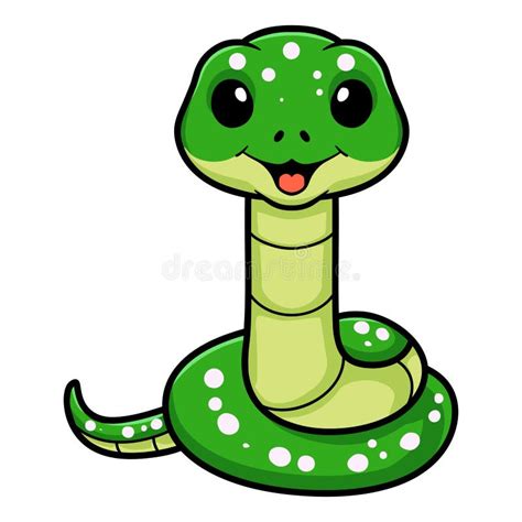 Cute Green Tree Python Cartoon Stock Vector Illustration Of Kawaii Happy 266071090