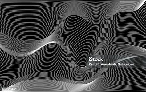 기하학적 추상 구성 파도 검은 배경에 선 줄의 스트립 또는 테이프 흑백 그래픽 0명에 대한 스톡 벡터 아트 및 기타 이미지 0명 곡선 디자인 Istock