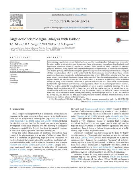 Pdf Large Scale Seismic Signal Analysis With Hadoop