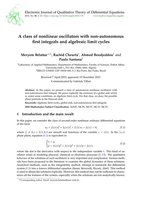 pdf a class of nonlinear oscillators with non autonomous first